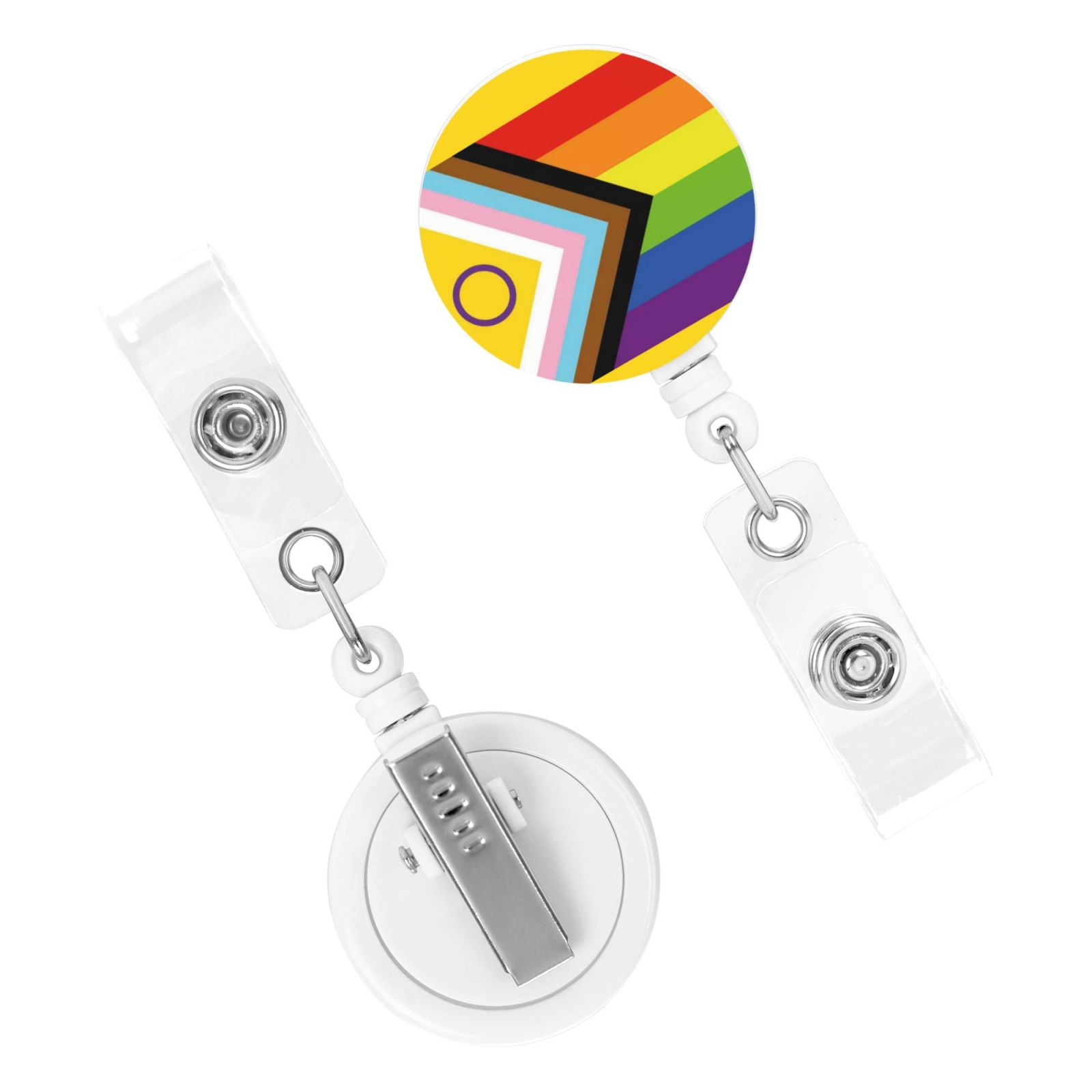 New Intersex Inclusive Progress Pride Flag Badge Reel Retractable Badge ...