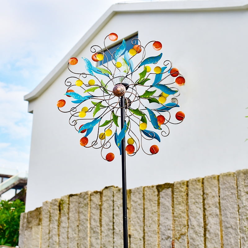 New Iron Double sided Rotating Metal Willow Leaf Windmill Outdoor ...