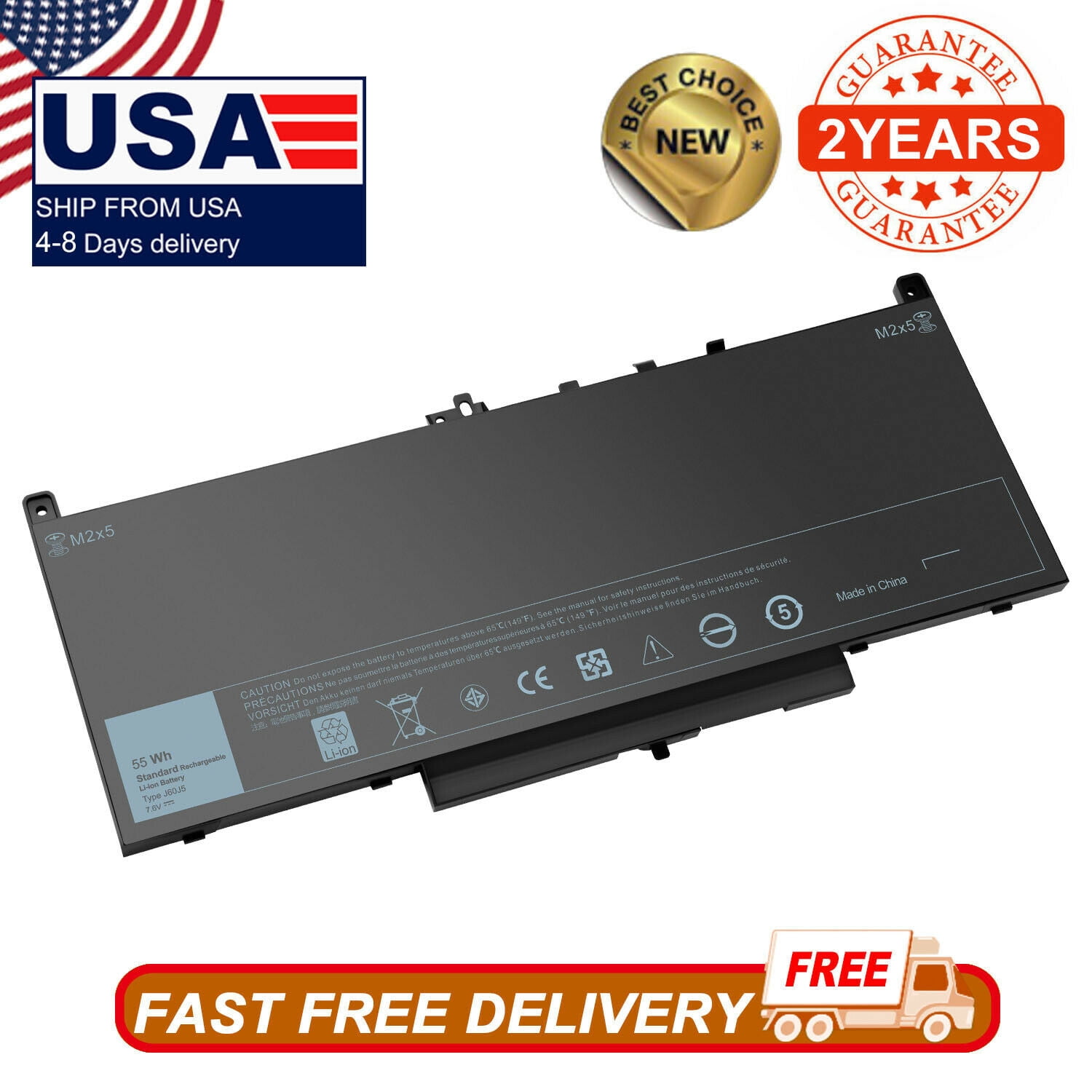 New J60J5 Battery For Dell Latitude E7270 E7470 R1V85 451-BBSX MC34Y ...