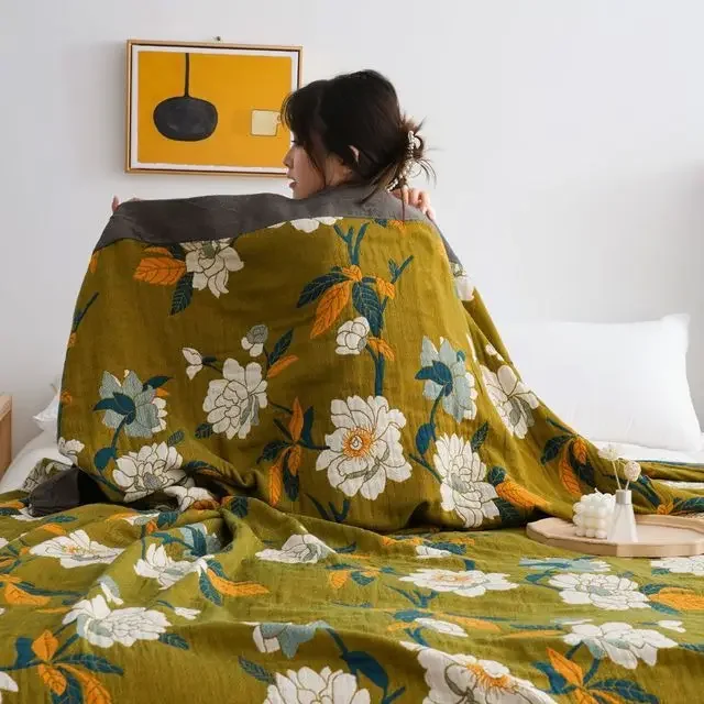 New Japanese throw blanket for beds cotton gauze boho decor sofa towel ...