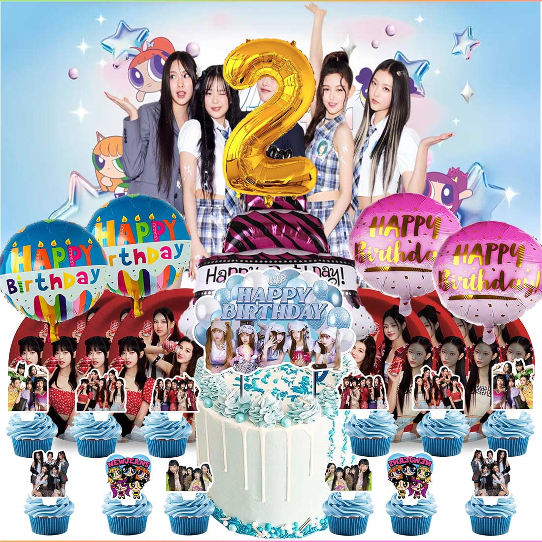 New Jeans 2nd Tableware Balloons Cake Toppers Backdrop Banner Supplies ...
