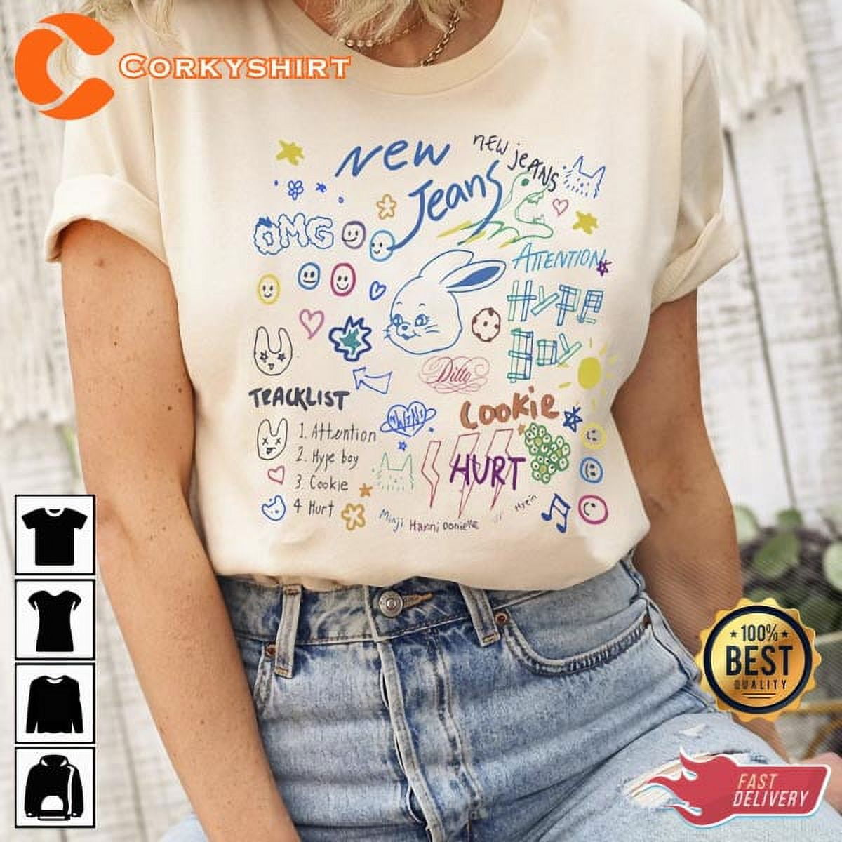 New Jeans Bunny Tracklist Tee Shirt - Walmart.com