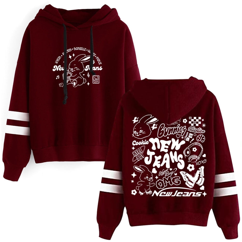 New Jeans Merch Hoodie, New Jeans Printed Logo Sportswear, Neutral ...