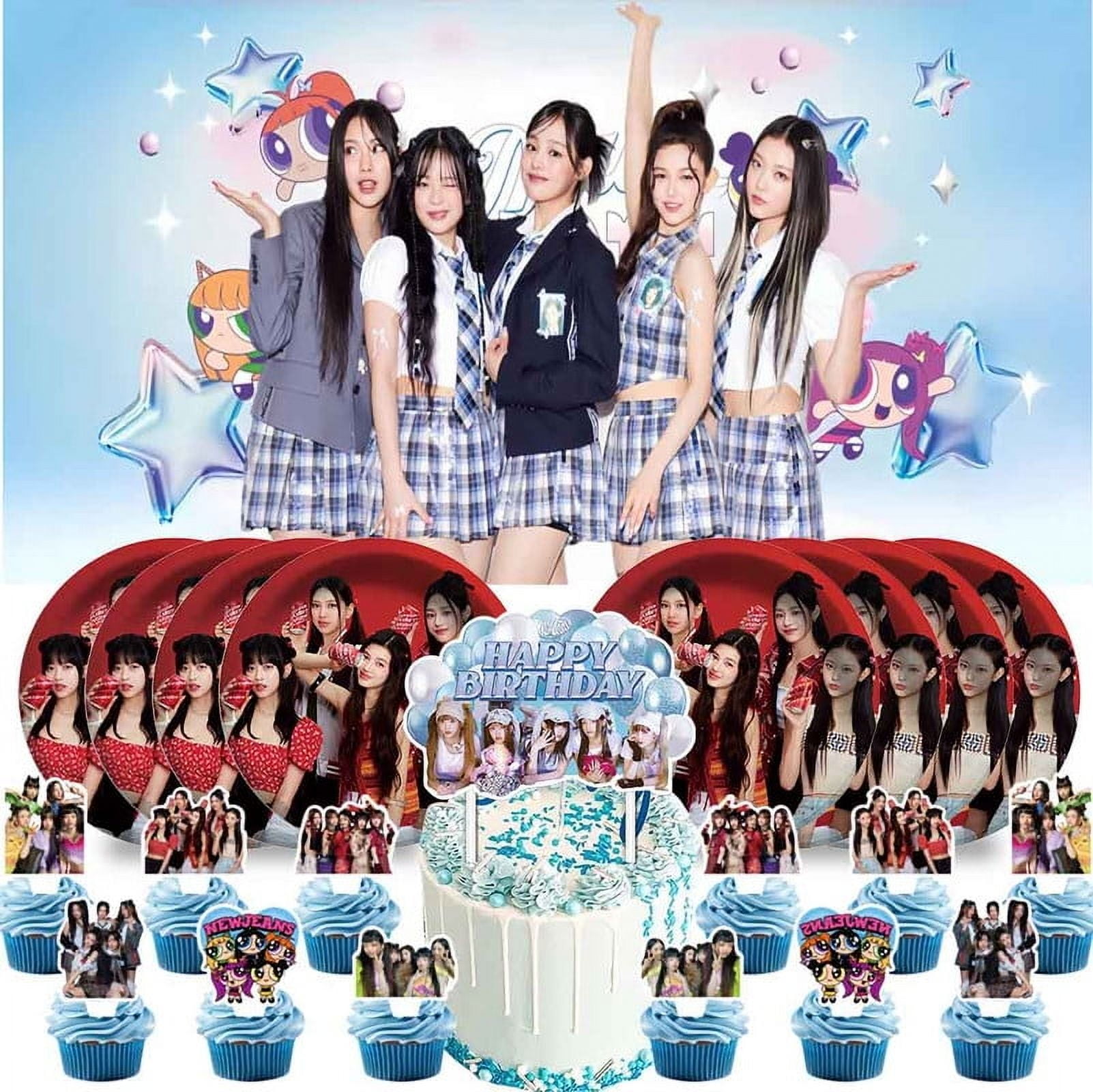 New Jeans Party Supplies Birthday Decorations Plates Banner Kids Cake ...