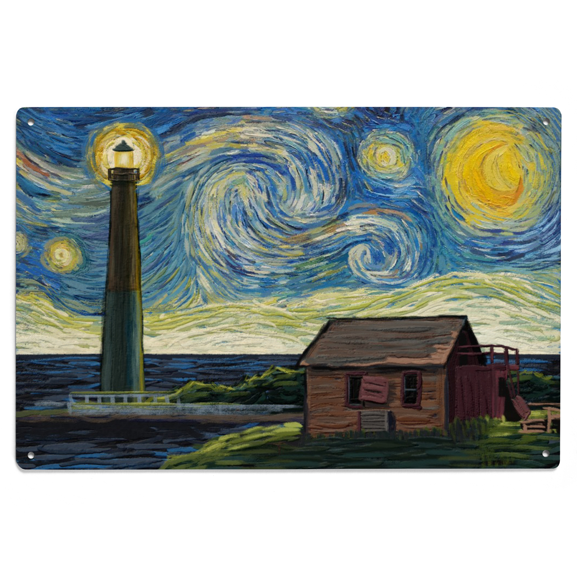 New Jersey, Barnegat Light and Shack, Skyline, Van Gogh Starry Night ...