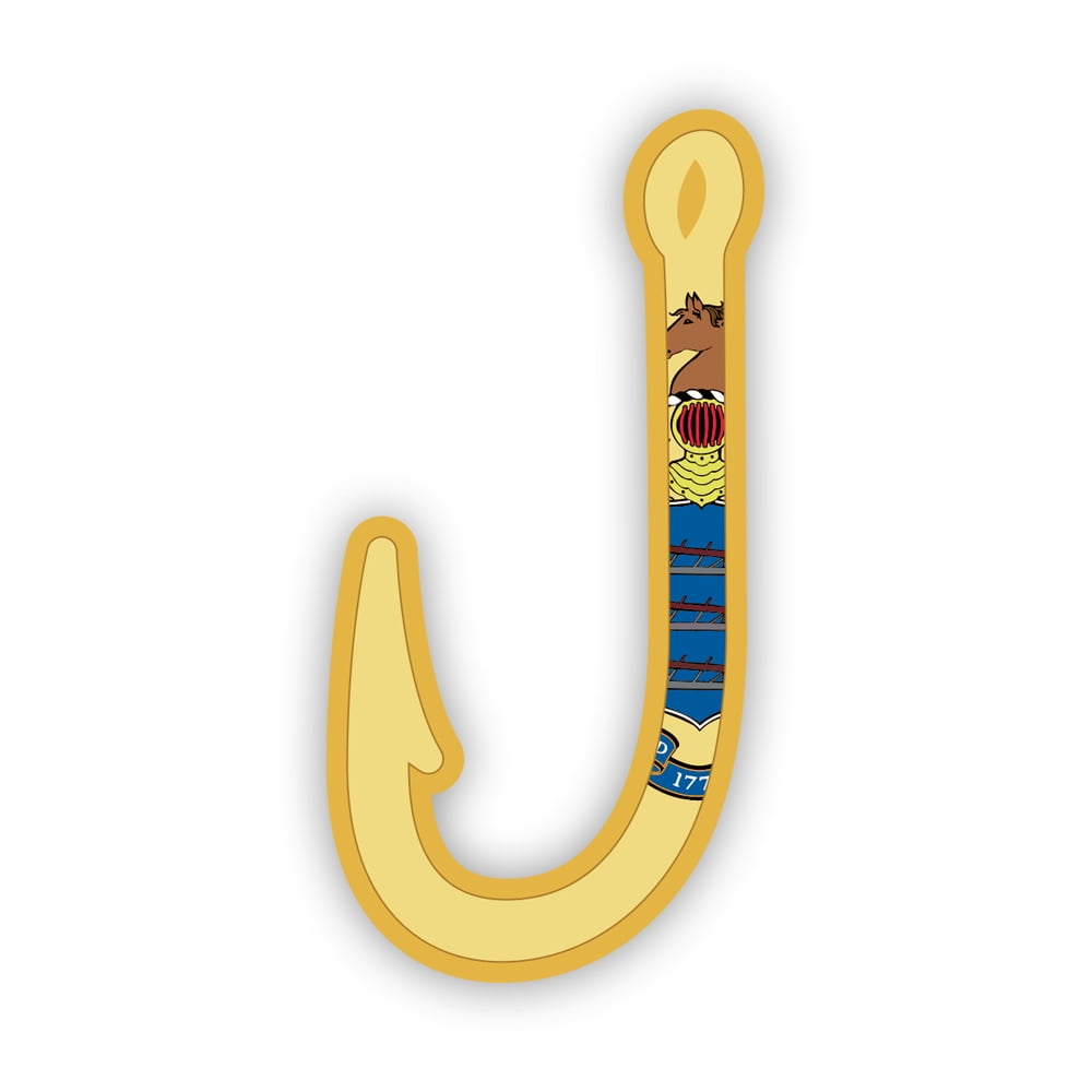 New Jersey Fish Hook Sticker Decal - Self Adhesive Vinyl - Weatherproof ...