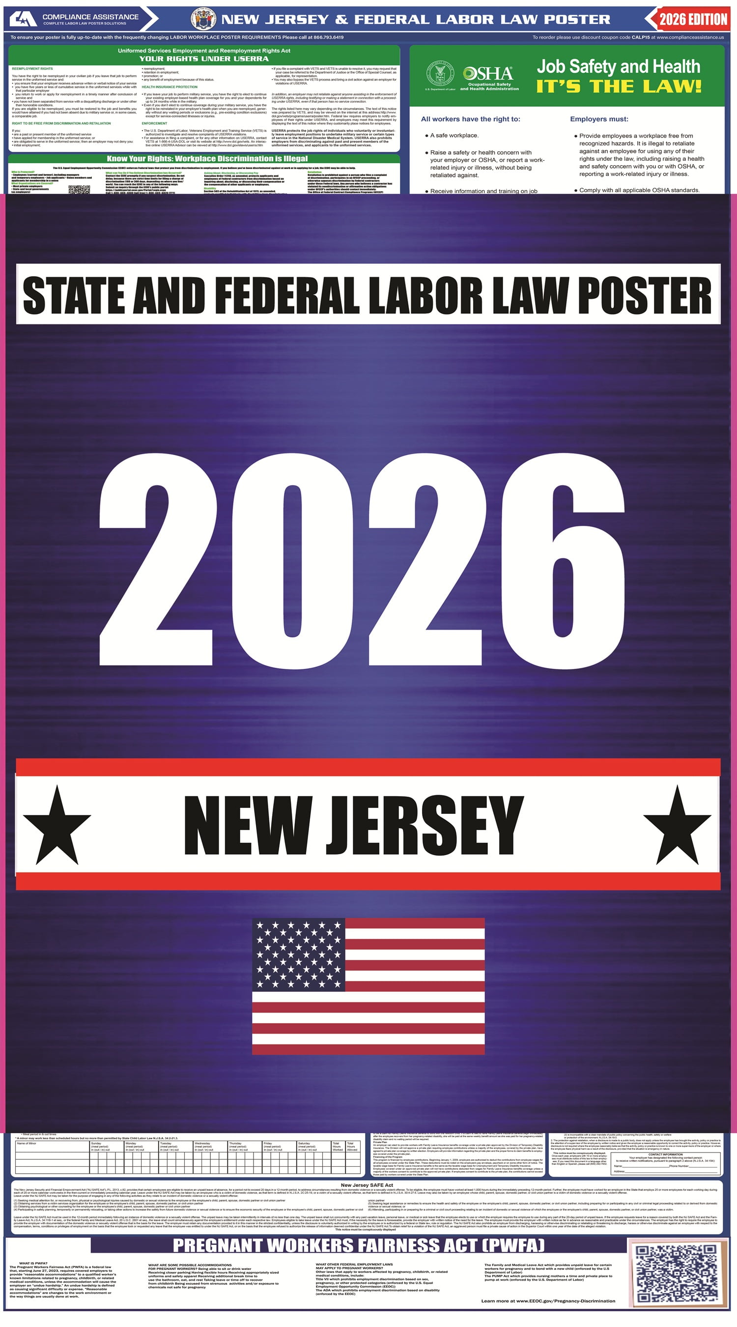 New Jersey (NJ) 2026 State Labor Law Poster - State, Federal and OSHA ...