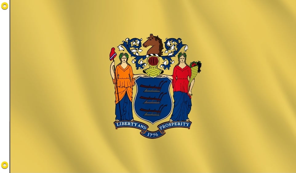 New Jersey State Flag, Nylon, 3' x 5', 100% Made in USA, Canvas Header ...