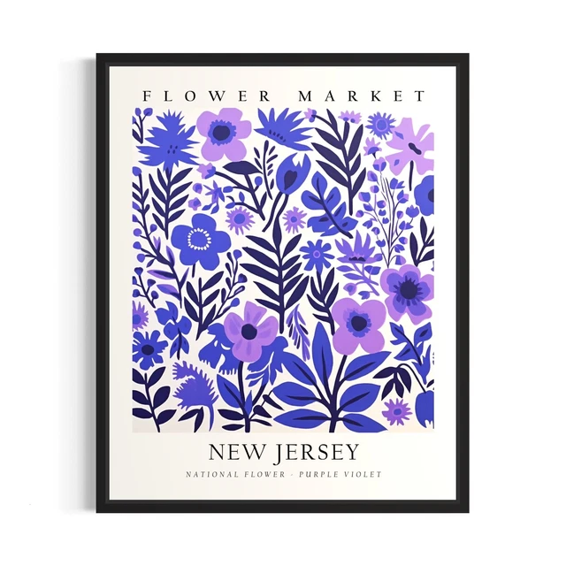 New Jersey State Flower Market Art Print Poster Wall Art Painting ...