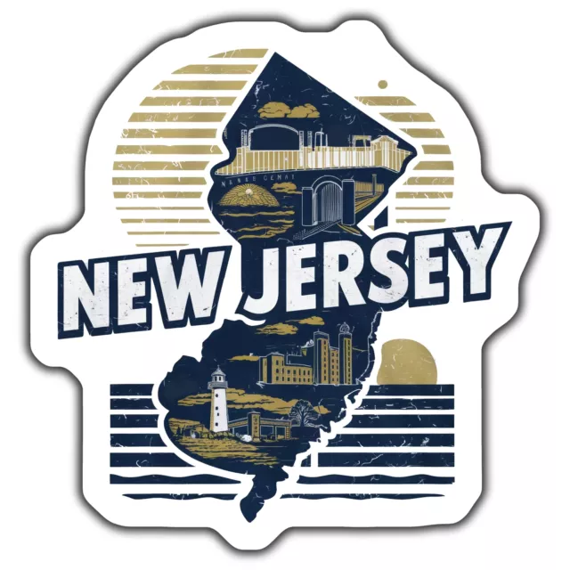 New Jersey State Sticker, Travel Souvenir Decal, Vintage State Map ...