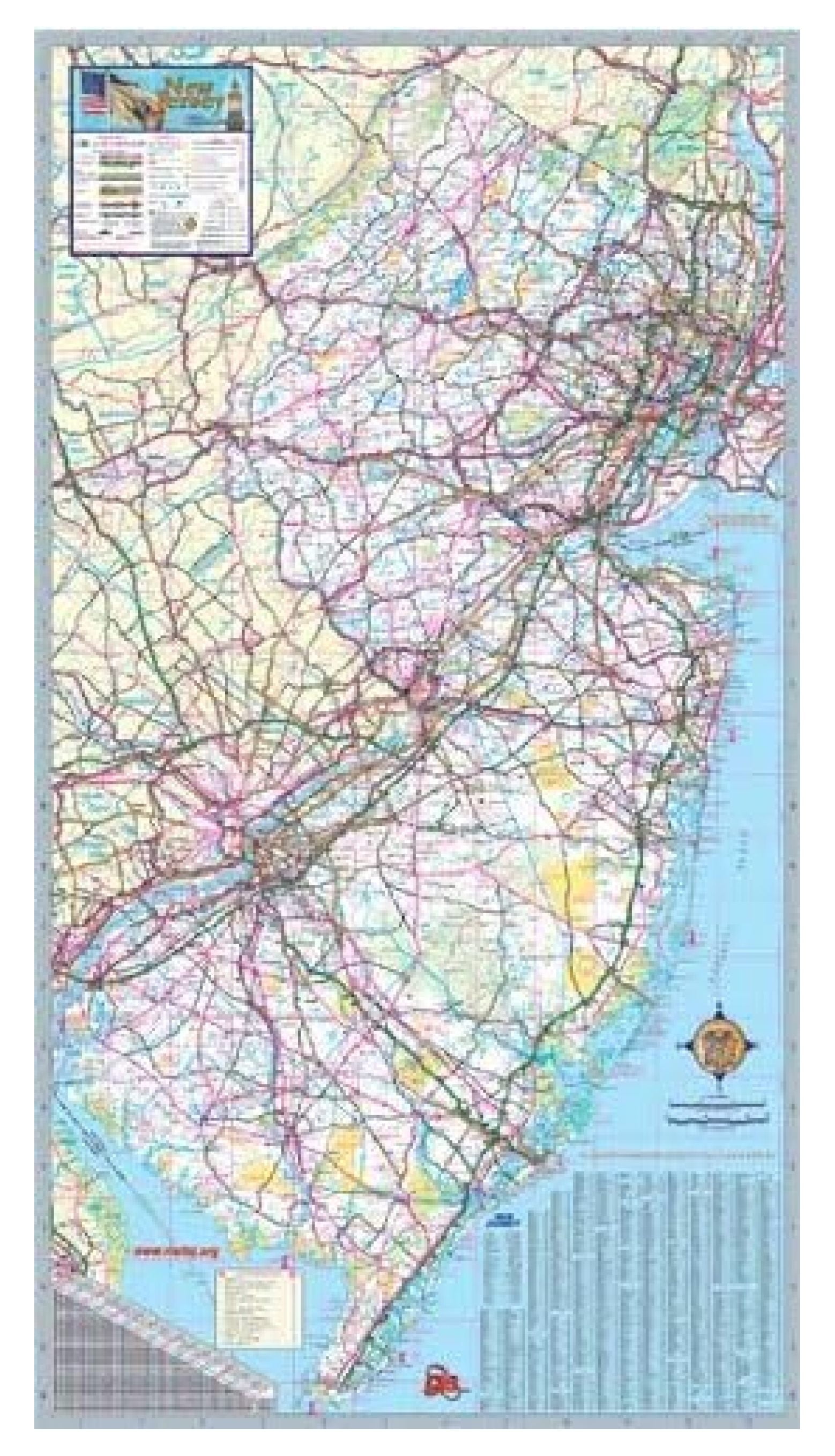 New Jersey State Wall Map 36x64 - Official NJDOT Laminated Map - Executive Size for Office ...