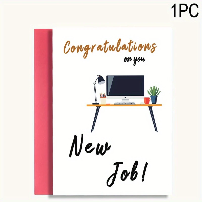 New Job Congratulations Card - Stylish Desktop Design with Personal ...