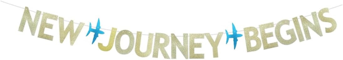 New Journey Begins Banner, Gold Glitter Banner Sign For Coworker Going ...
