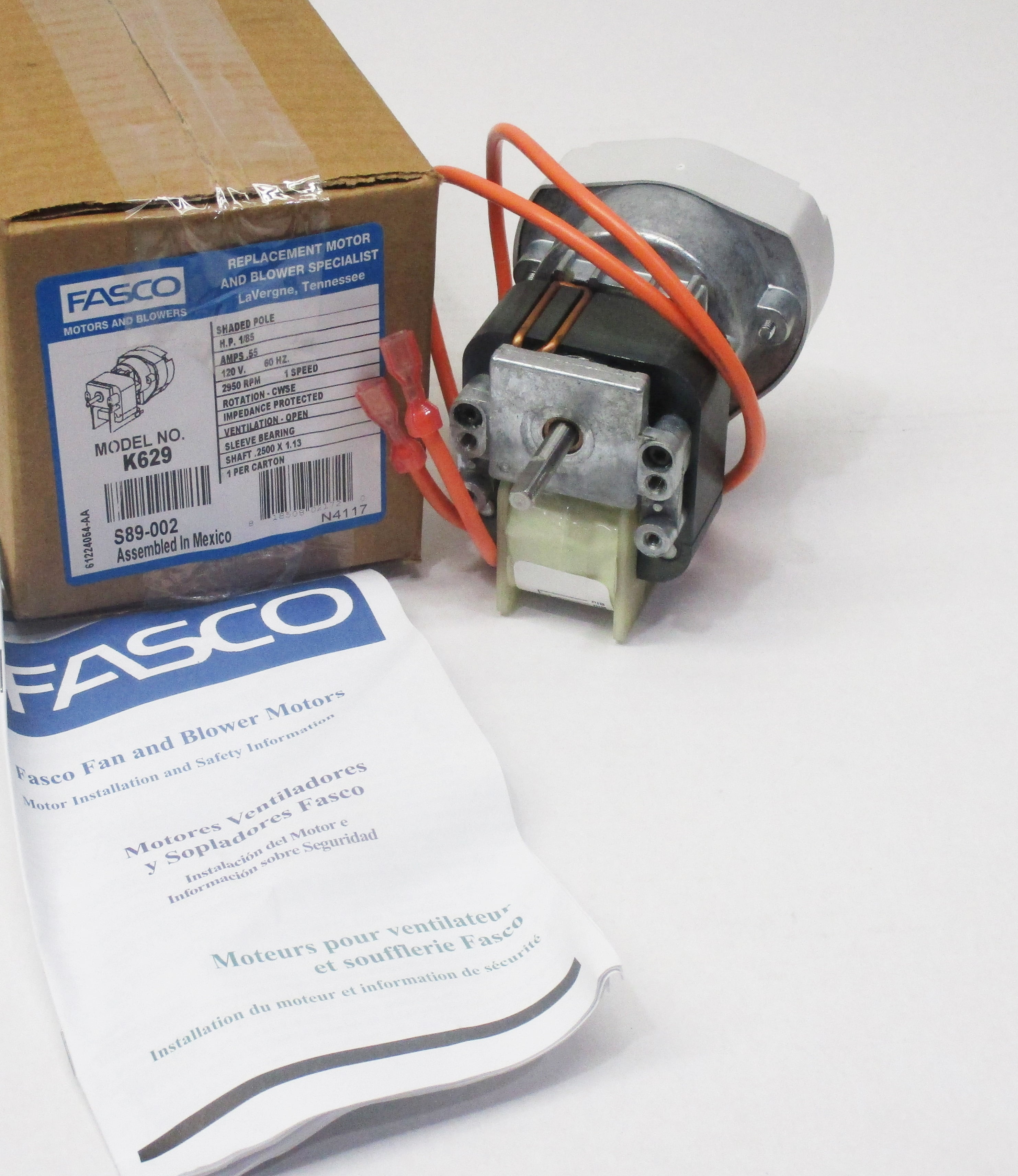 Fasco K629 Furnace Draft Inducer Motor, Evcon HVAC Parts, 115 Volt ...