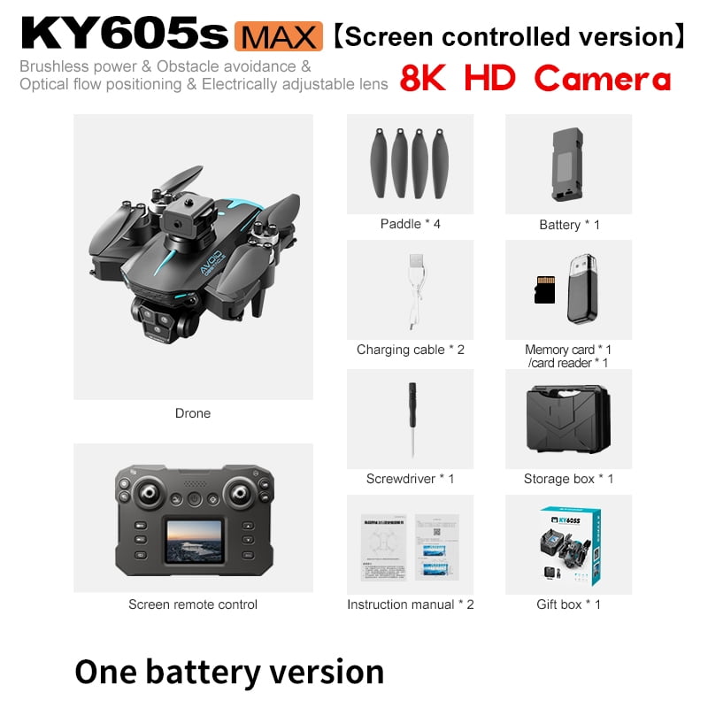 New KY605S Drone with screen 8K Professinal Three Camera Optical Flow ...
