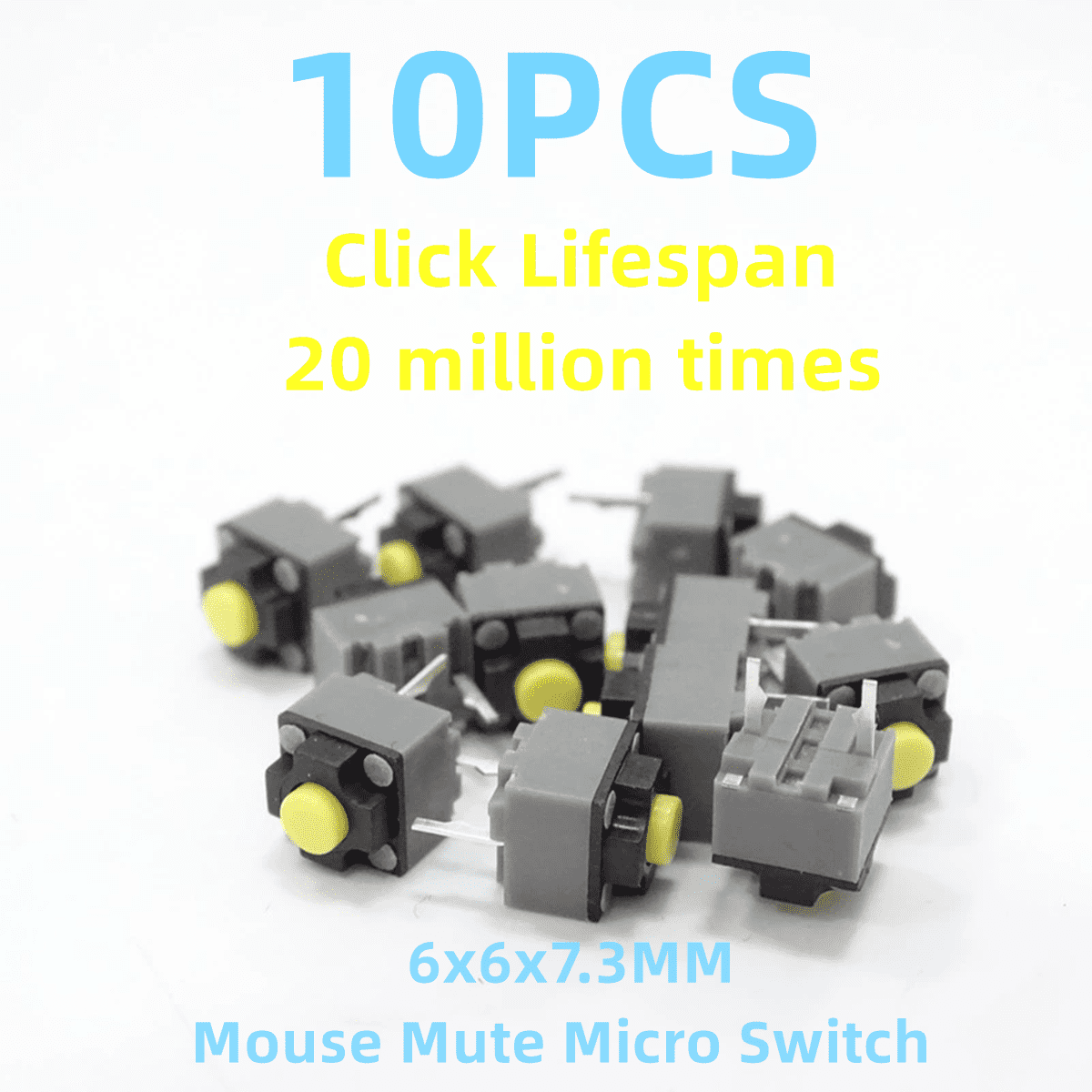 New Kailh 10PCS 6*6*7.3MM Yellow 20million Times Silent Micro Switch ...