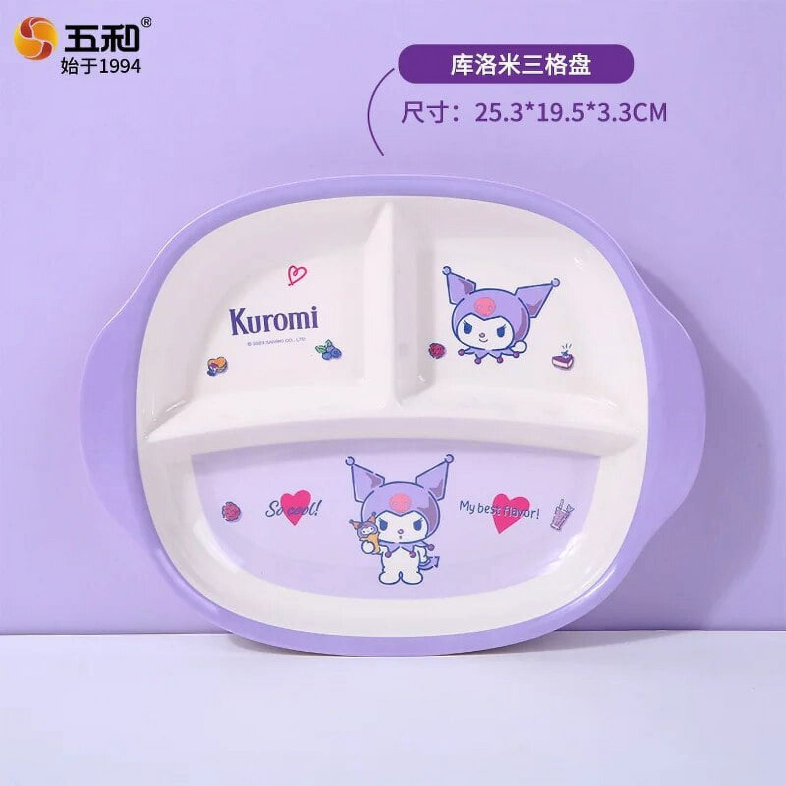 New Kawaii Sanrio Children's Tableware Anime Kuromi Portable Dish Plate ...