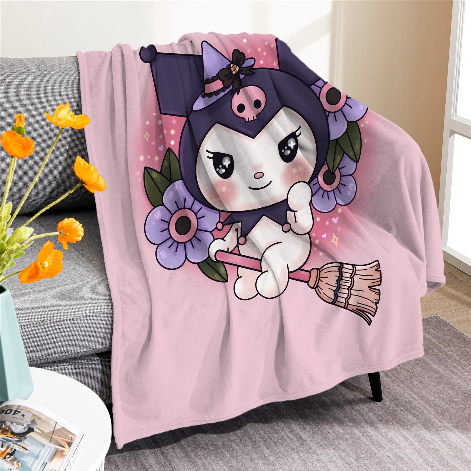 New Kawaii Sanrio Flannel Blanket Kuromi Hello Kitty Office Lunch Break ...
