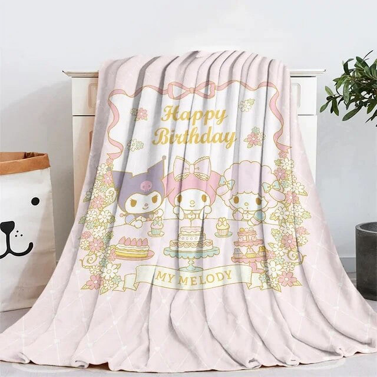 New Kawaii Sanrio Flannel Blanket Kuromi Hello Kitty Office Lunch Break ...