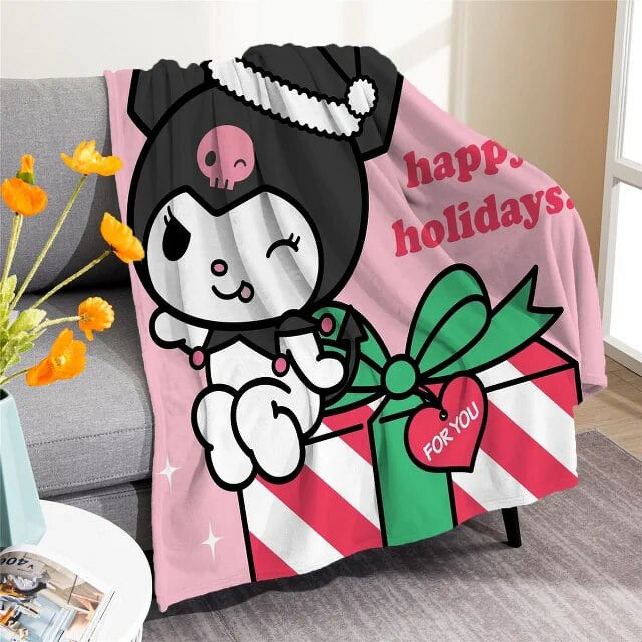 New Kawaii Sanrio Flannel Blanket Kuromi Hello Kitty Office Lunch Break ...