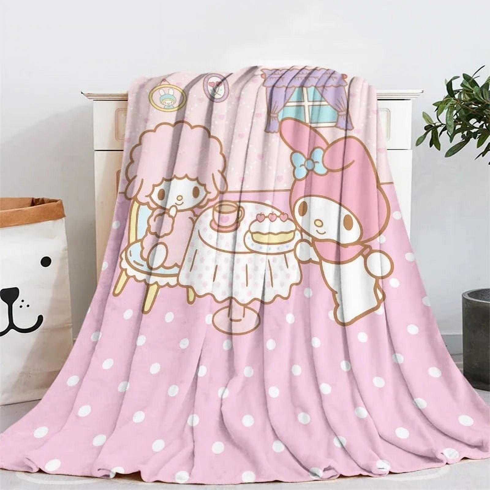 New Kawaii Sanrio Flannel Blanket Kuromi Hello Kitty Office Lunch Break ...