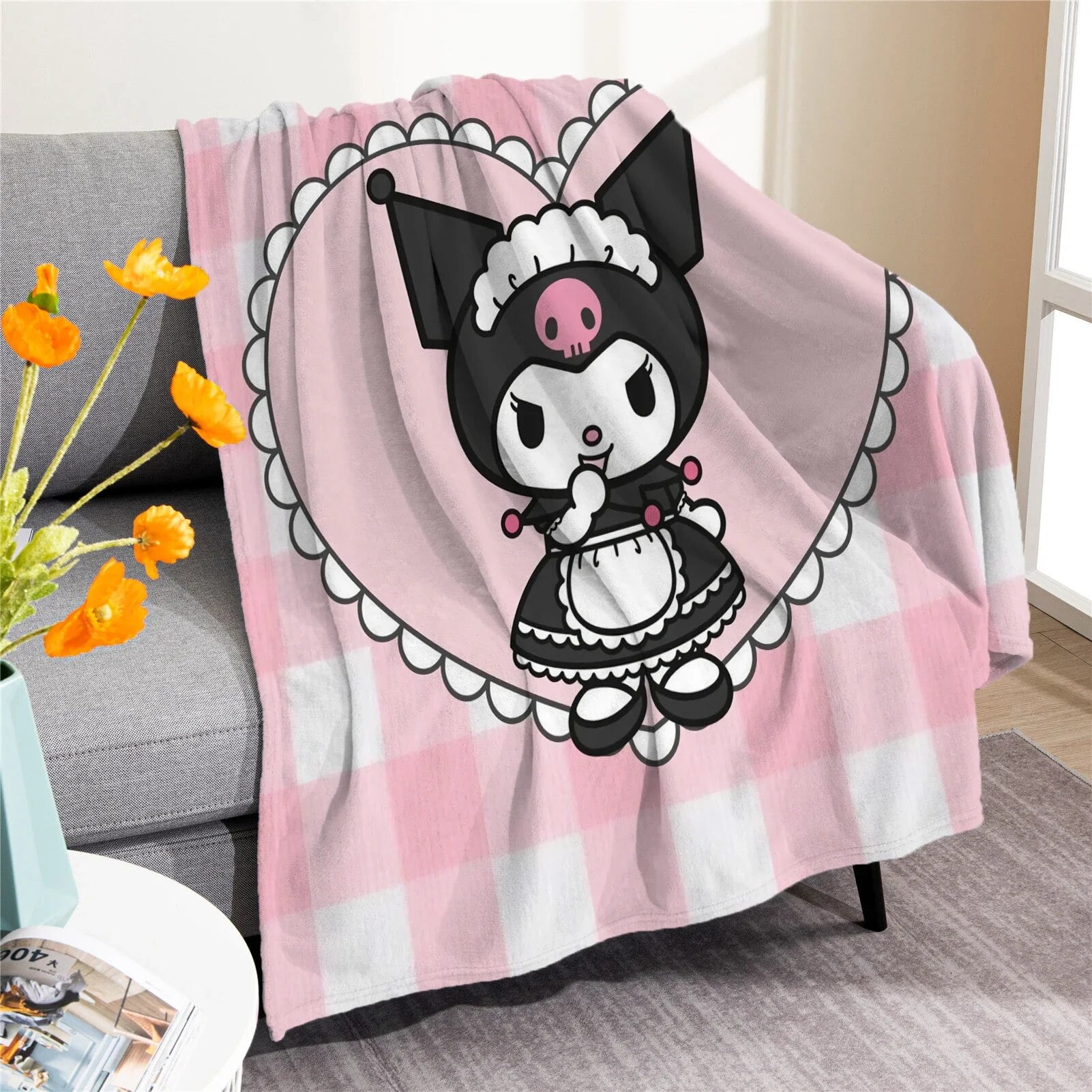 New Kawaii Sanrio Flannel Blanket Kuromi Hello Kitty Office Lunch Break ...