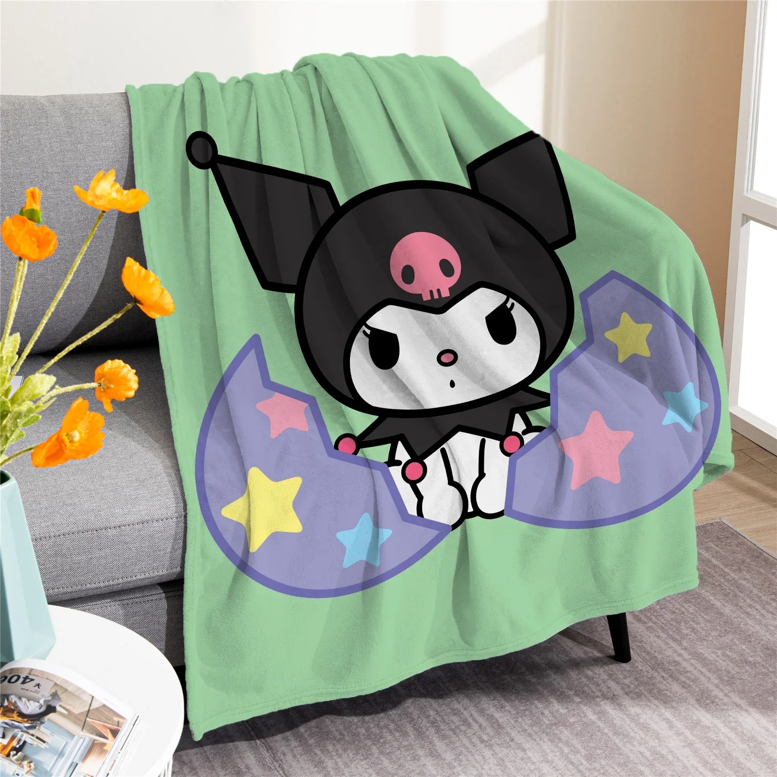 New Kawaii Sanrio Flannel Blanket Kuromi Hello Kitty Office Lunch Break ...