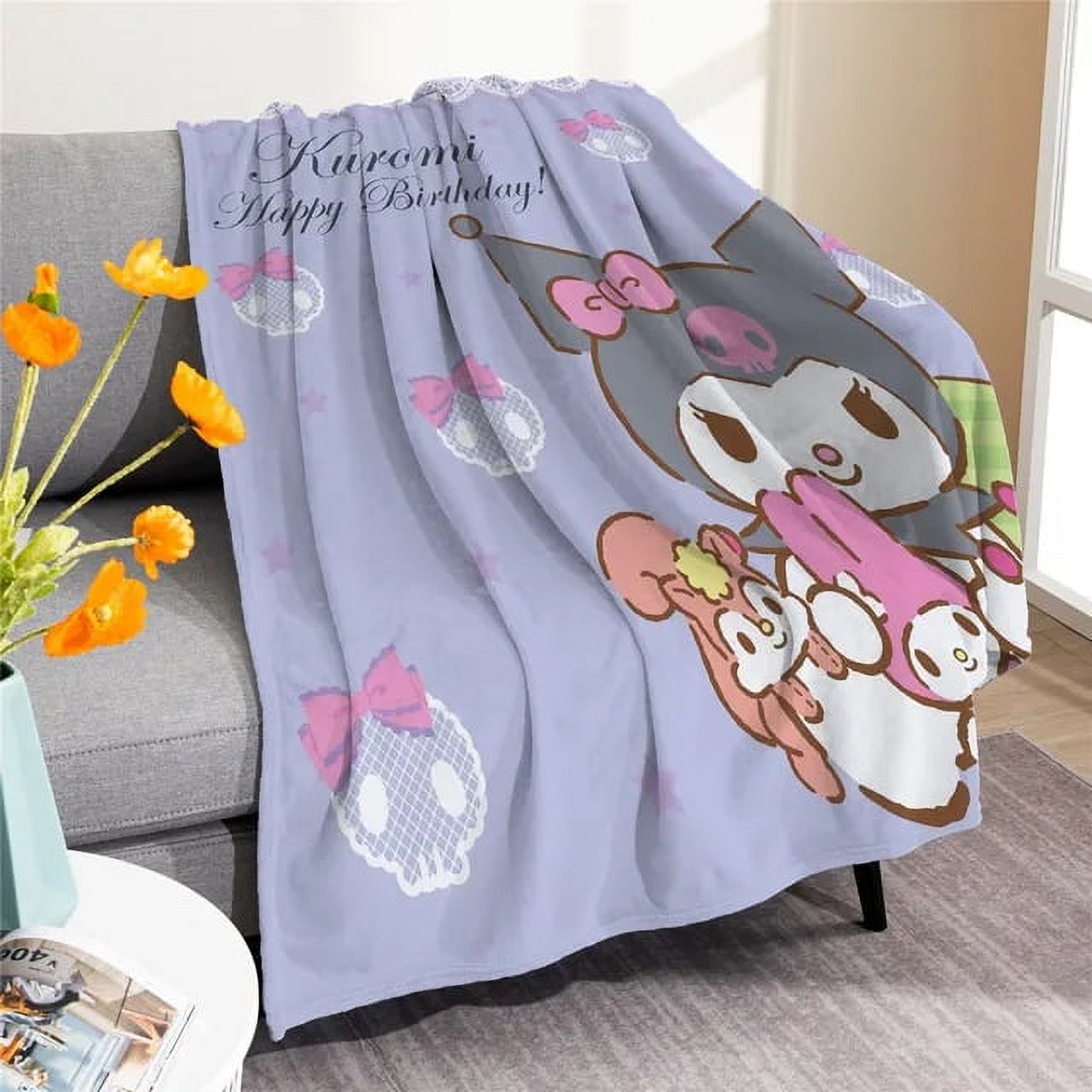 New Kawaii Sanrio Flannel Blanket Kuromi Hello Kitty Office Lunch Break ...