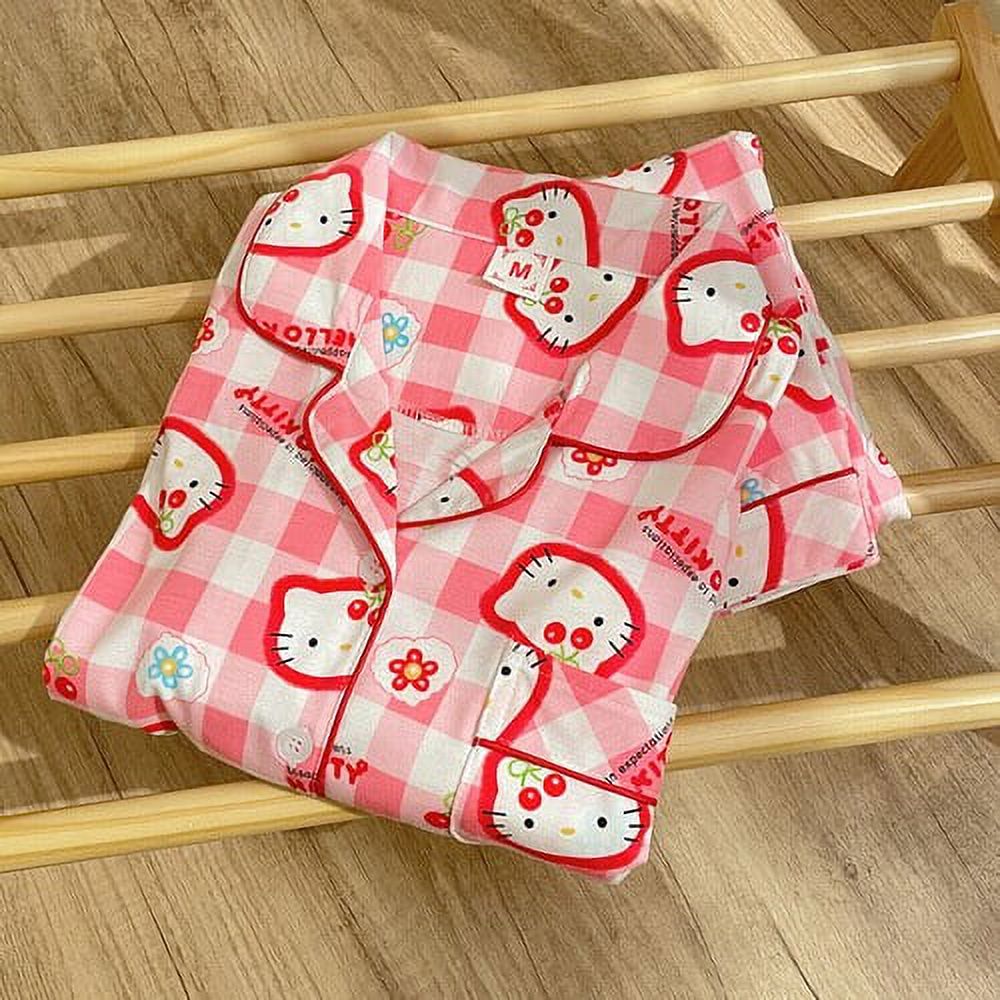 New Kawaii Sanrio Hello Kitty Pajamas Female Spring Autumn Long Sleeves Trousers Cartoon Girly ...