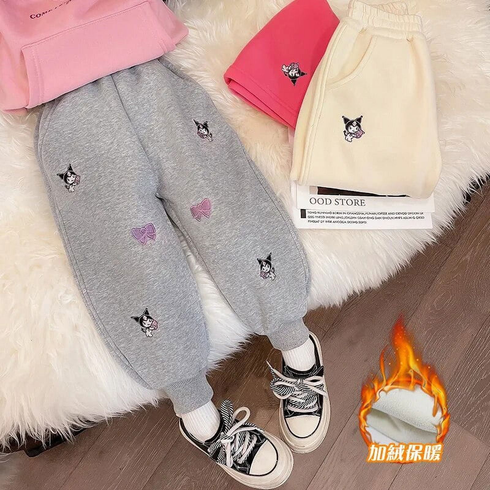New Kawaii Sanrio Kuromi Kids Sports Pants Cartoon Anime Plush Casual ...