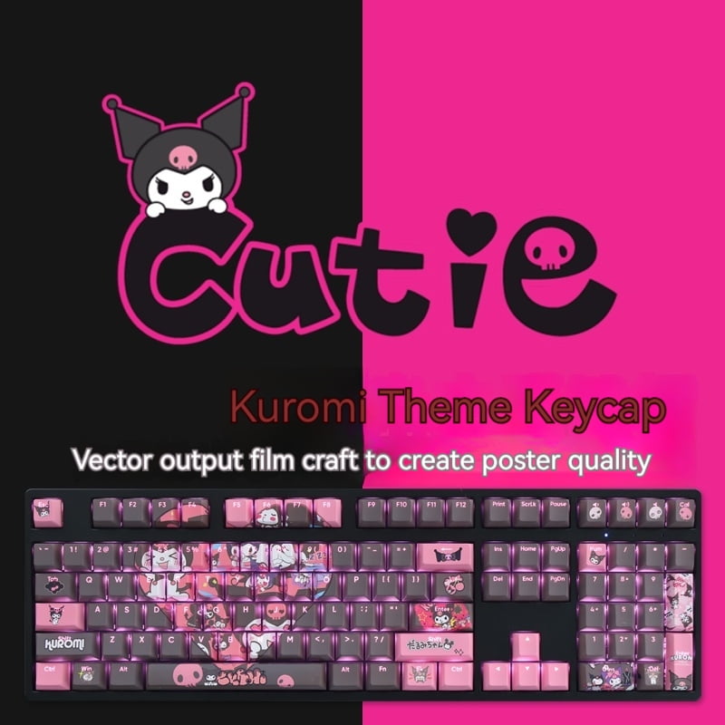 New Kawaii Sanrio Kuromi Transparent Pbt Key Cap Kuromi Thermal ...