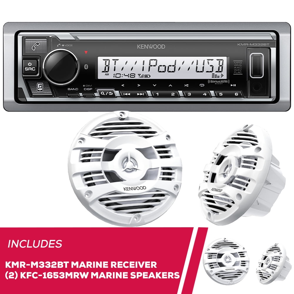 Kenwood KMR-M332BT Digital Media Receiver with Bluetooth with 2 Pairs ...