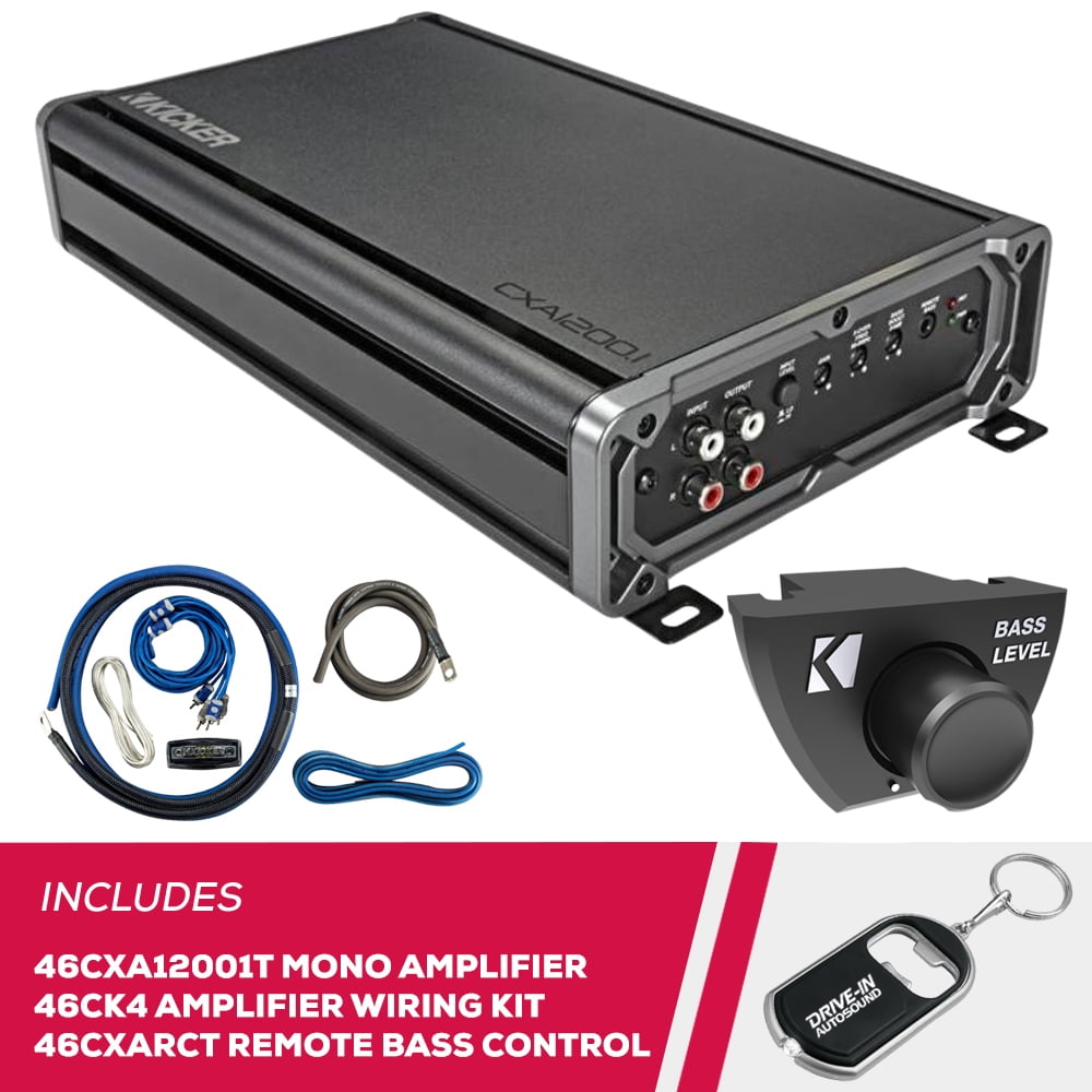 New Kicker 46CXA12001T Mono Sub Amplifier w/ 46CK4 Amp Kit & 46CXARCT ...