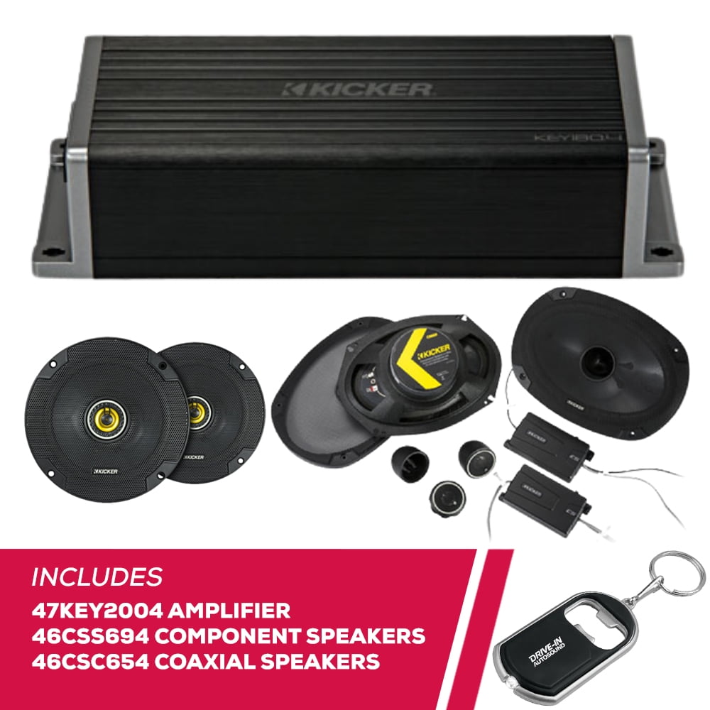 New Kicker 47KEY2004 Amplifier w/ 46CSS694 Component & 46CSC654 Coaxial ...