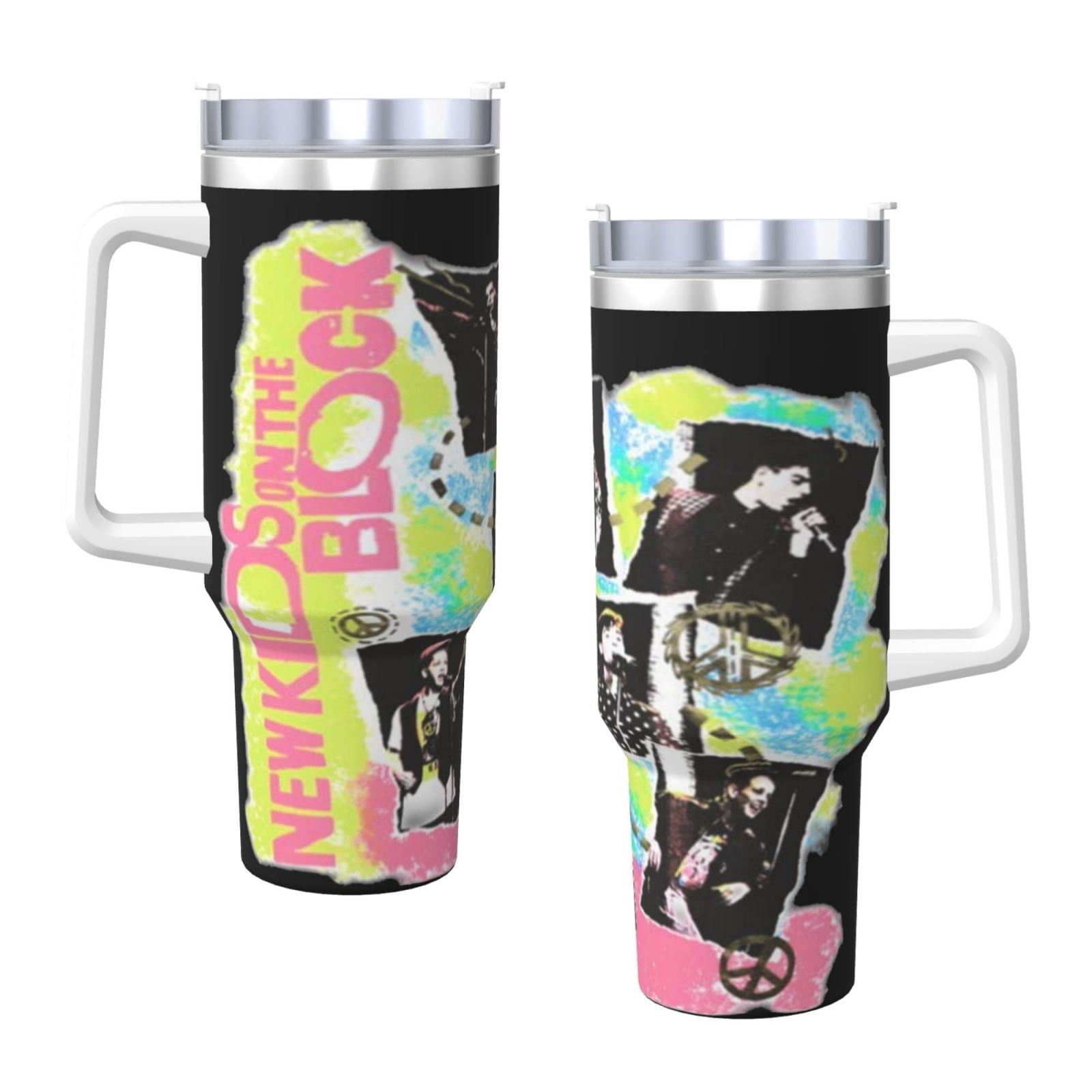 New Kids On The Block Vintage 40 Oz Tumbler With Handle And Straw ...