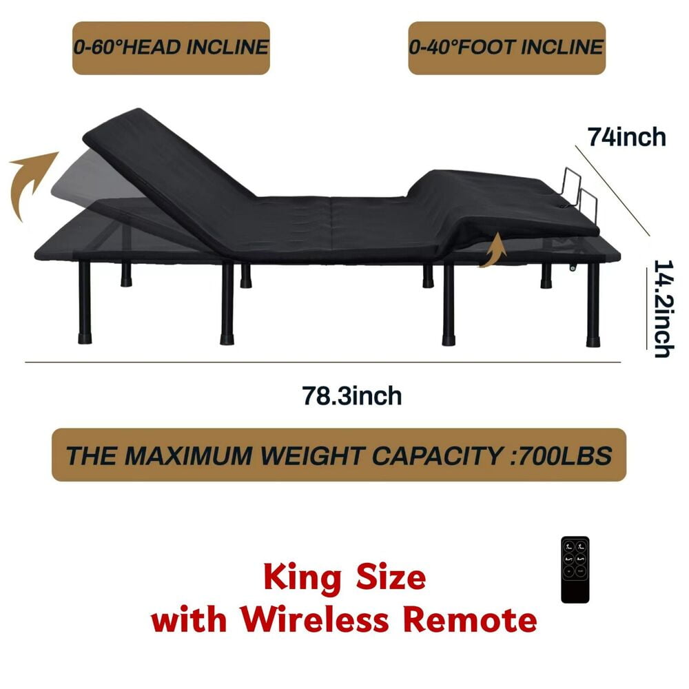New King Smart Bed Frame Adjust Bed Base with Upgrade Motor &Wireless ...