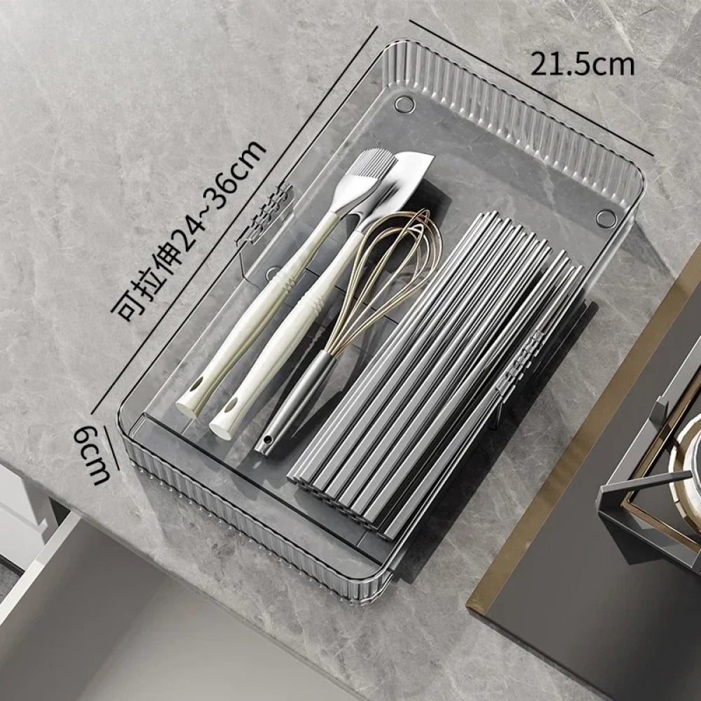New Kitchen Drawer Storage Box Expandable with Partitions Knives Forks ...