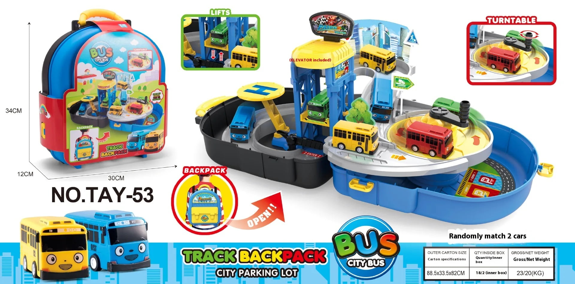 New Korean Tayo The Little Bus Slingshot & Pull-Back Car Diy Track Scene Toy Set Tayo Cartoon ...