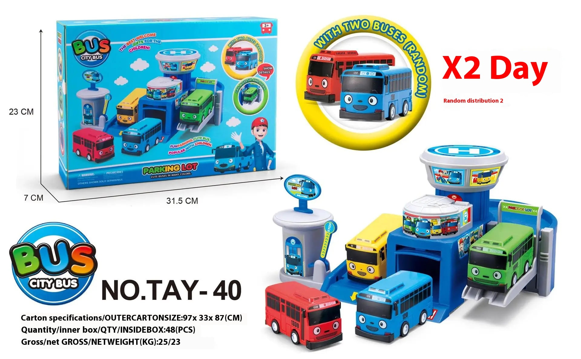 New Korean Tayo The Little Bus Slingshot & Pull-Back Car Diy Track Scene Toy Set Tayo Cartoon ...