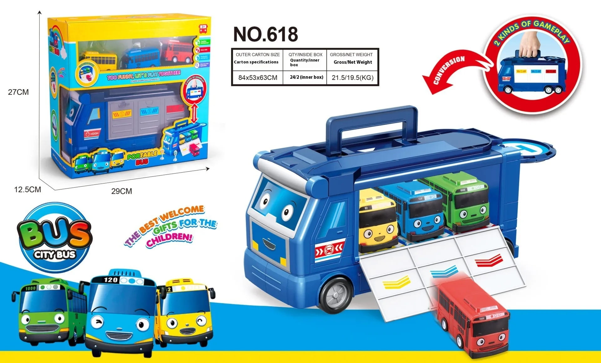 New Korean Tayo The Little Bus Slingshot & Pull-Back Car Diy Track Scene Toy Set Tayo Cartoon ...