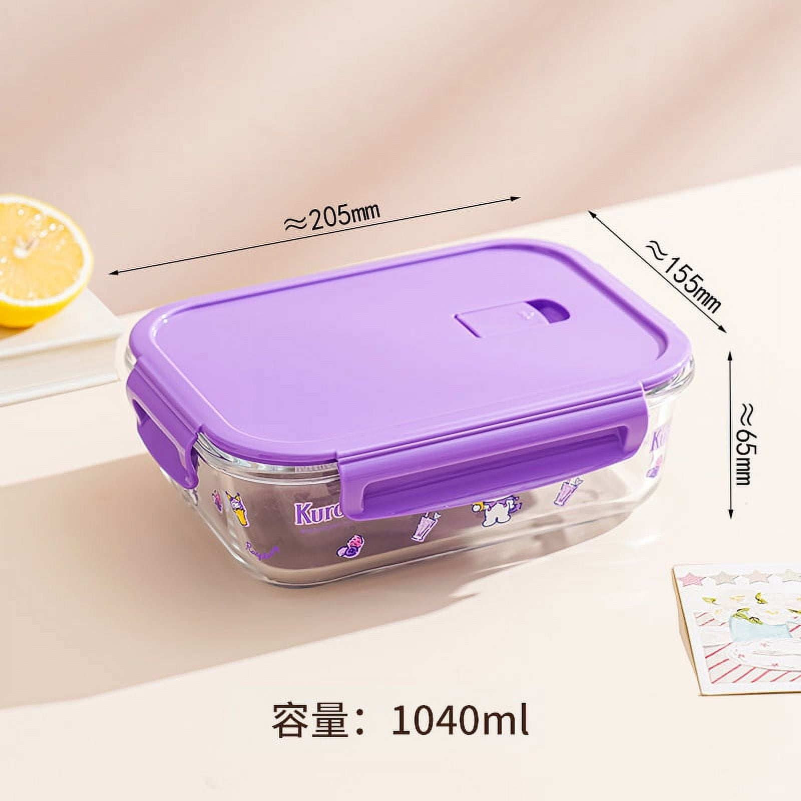 New Kuromi Glass Lunch Box Sanrioed Kawaii Anime Hello Kitty Y2K ...