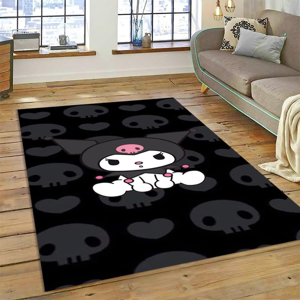 New Kuromi Melody Sanrio Cartoon Carpet Rug for Bedroom Living Room ...