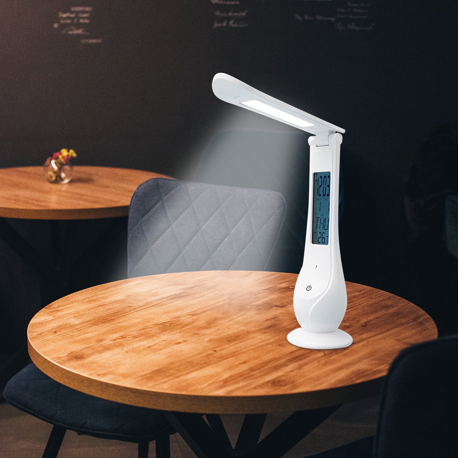 New LED Electronic Clock Desk Lamp, Foldable Rechargeable Reading Lamp ...