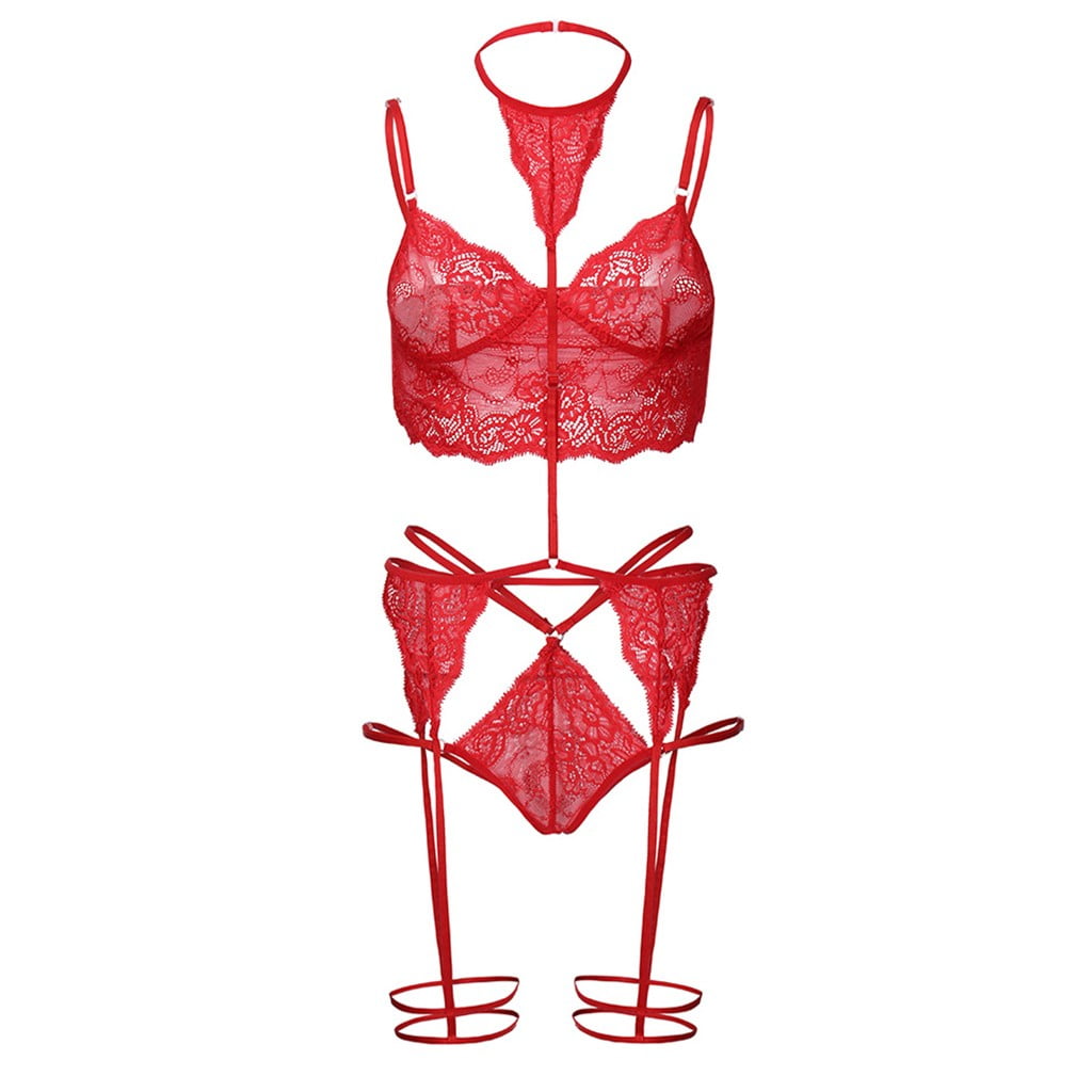New Lady Lace Flower Bra No Steel Ring Bra Thong Set Underwear Pajamas