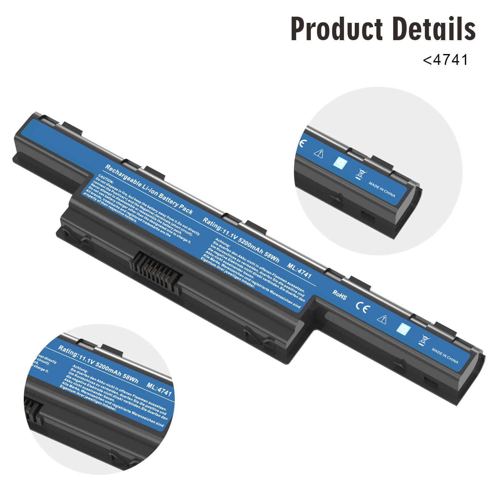 New Laptop Battery For Acer Aspire 4551 5750 7750 7551 4741 AS10D31 ...