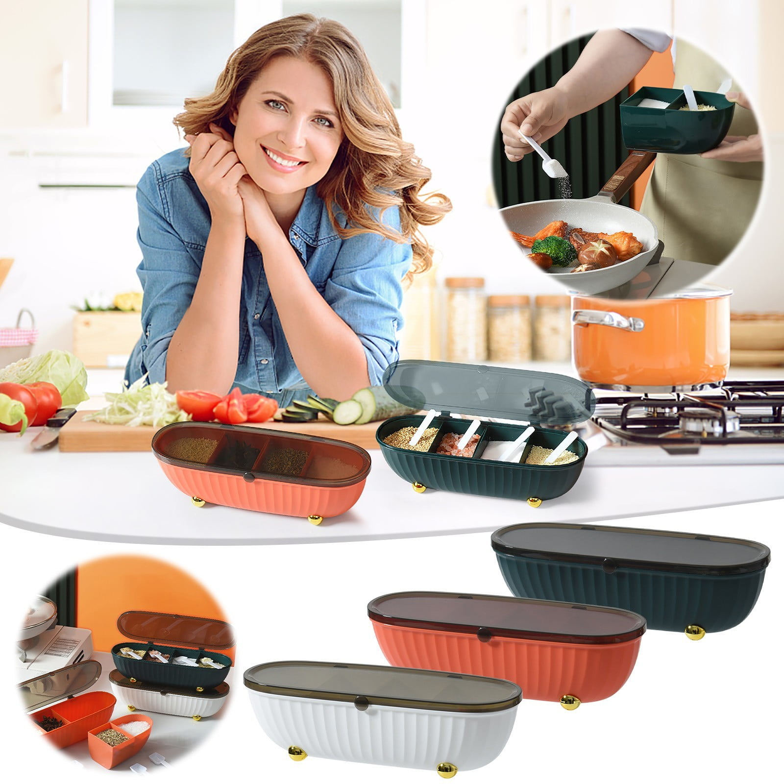 New Launch, Seasoning Storage Box, Combination Set Bottles, Stainless ...