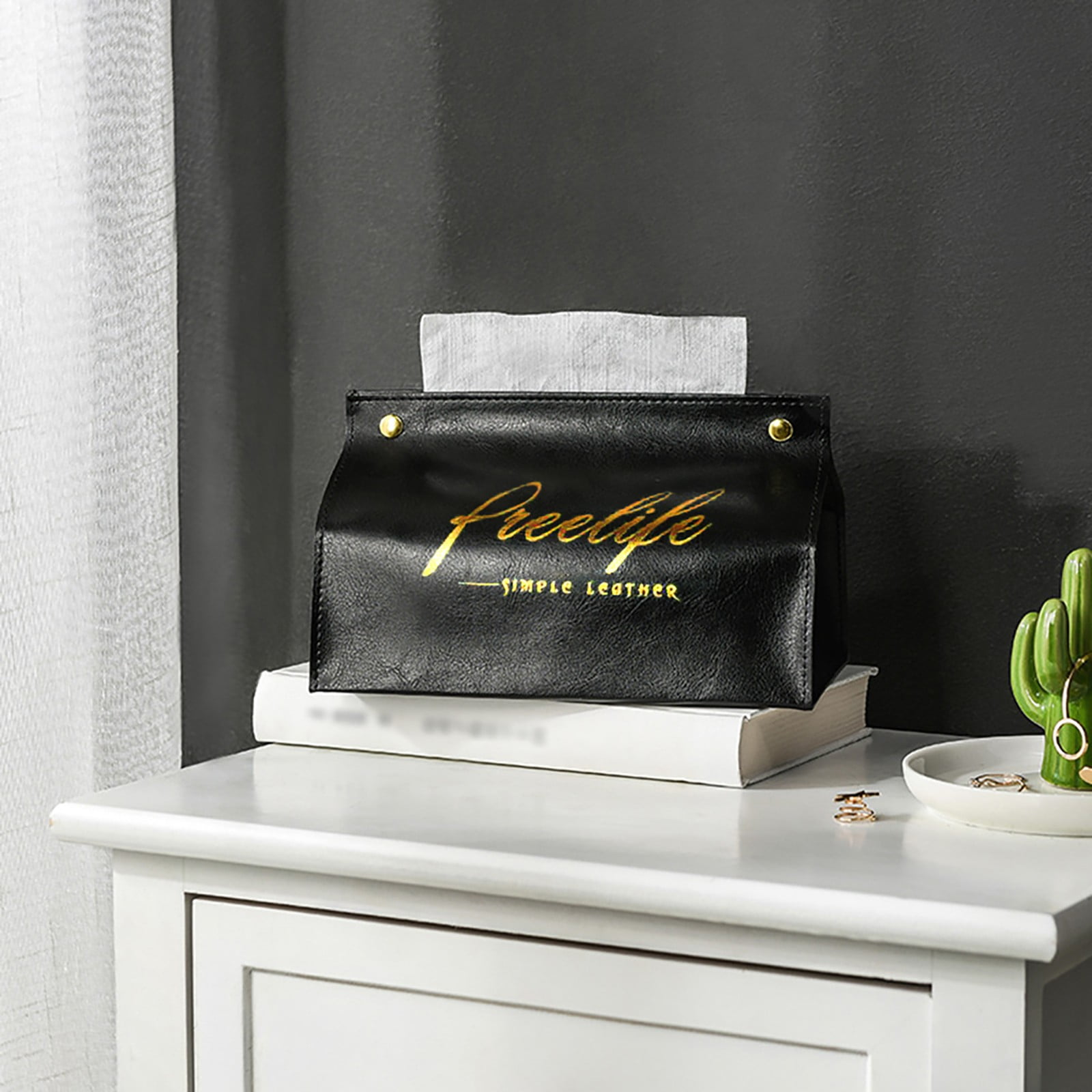 New Leather Facial Tissue Box Cover Rectangular Napkin Holder Snap ...