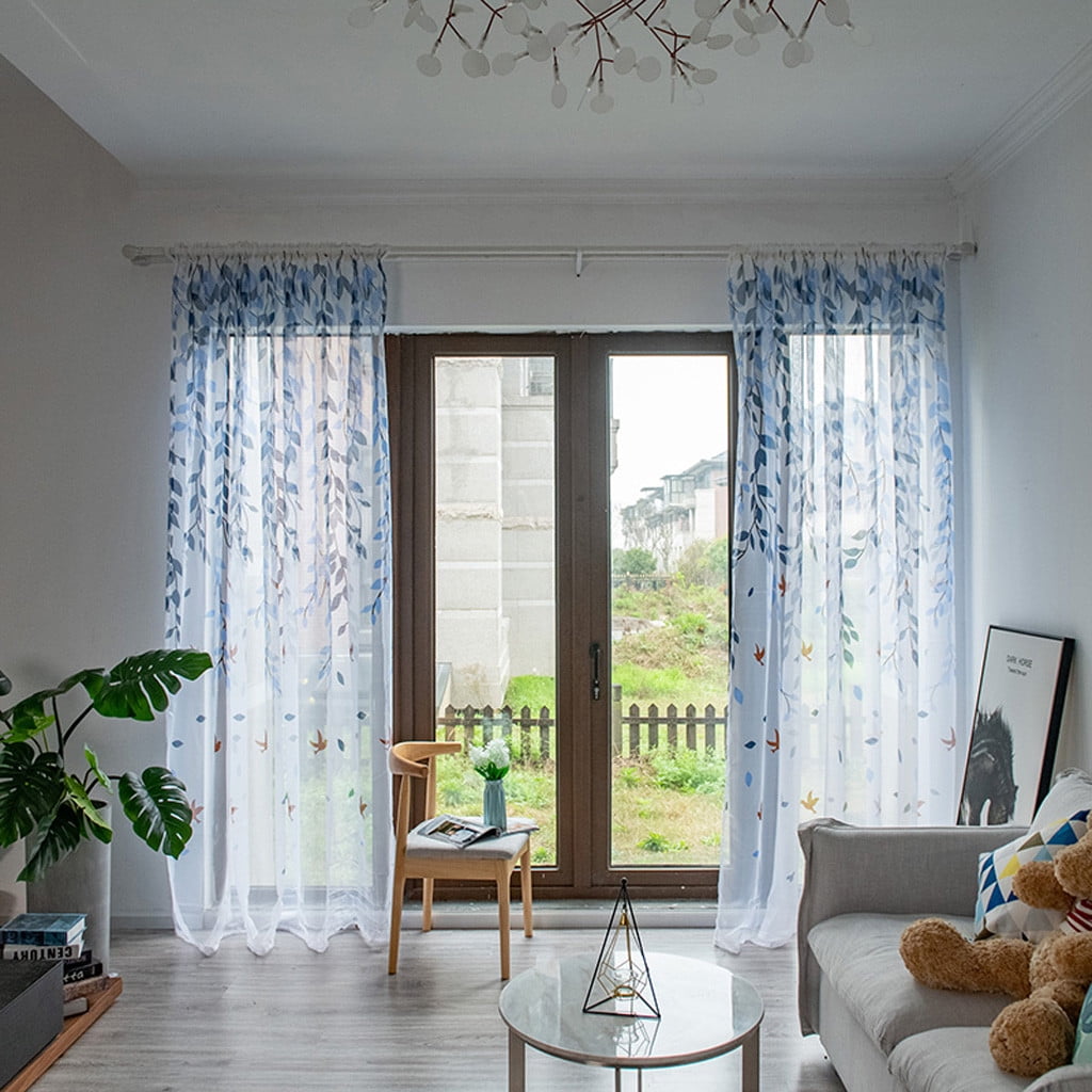 New Leaves Sheer Curtain Tulle Window Voile Drape Valance 1 Panel ...