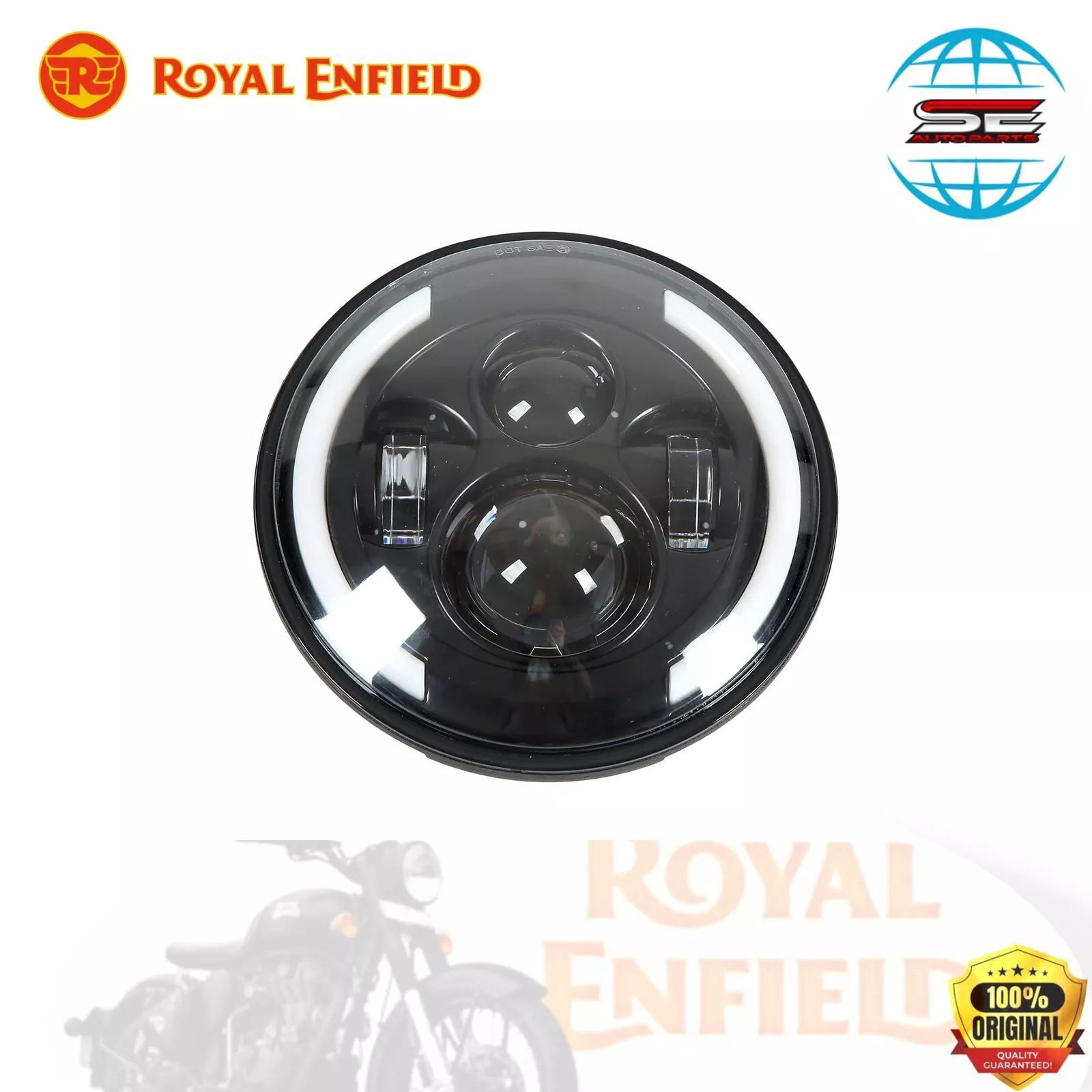 New Led Headlight 7" For Royal Enfield Hunter 350 Meteor 350 Thar Jeep ...