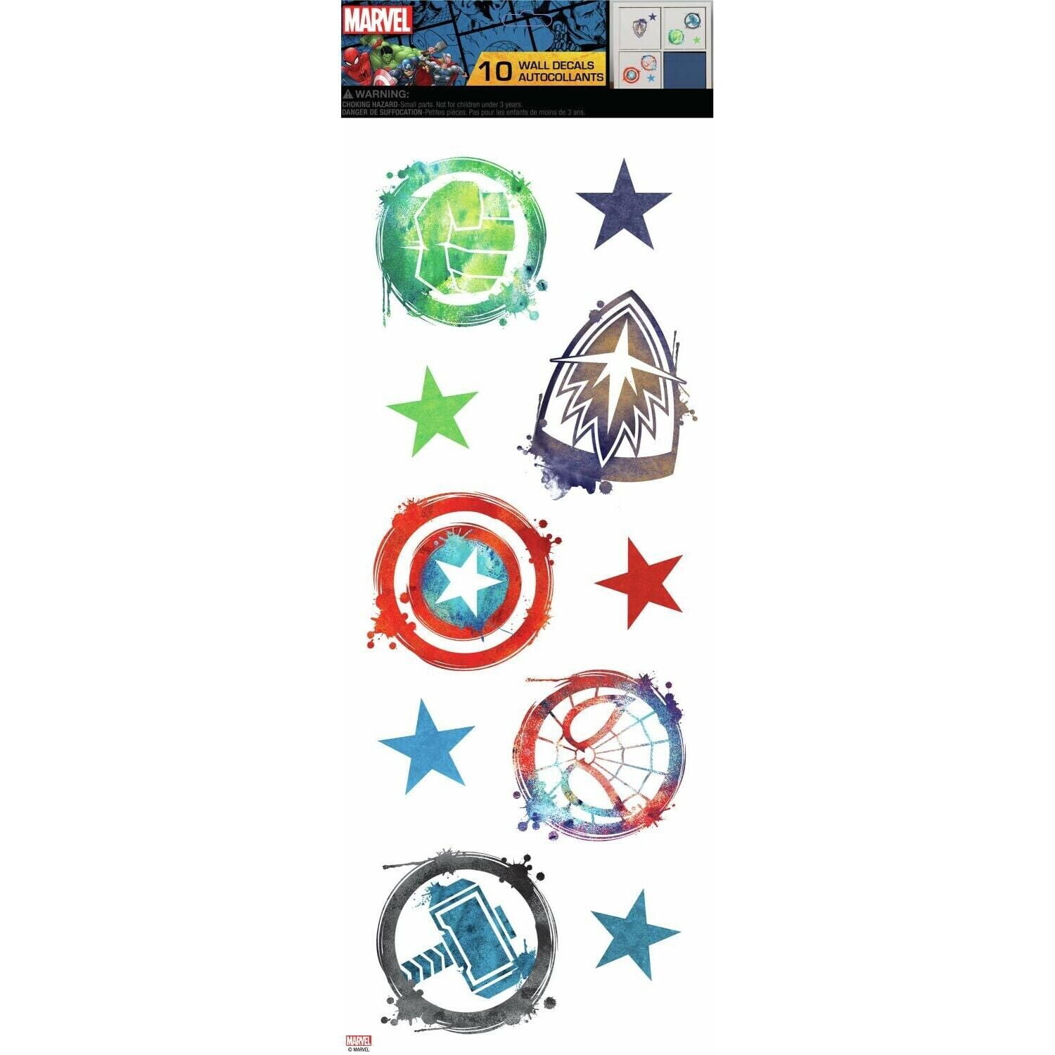 New Licensed Marvel Superhero Icons Peel & Stick Wall Decals RMK3737SS ...